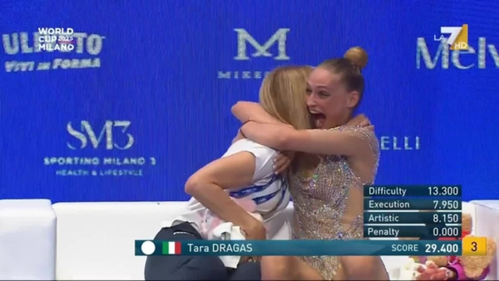 Tara Dragas alla palla, World Cup 2025 ginnastica ritmica a Milano