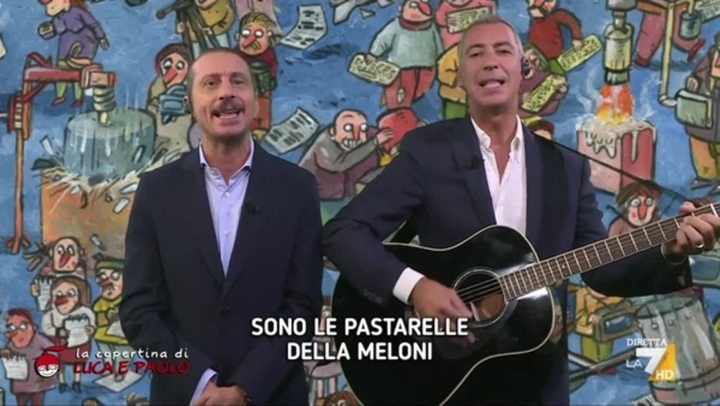 La copertina di Luca e Paolo tra le pastarelle della Meloni e l'intervista di Salvini alla tv ...