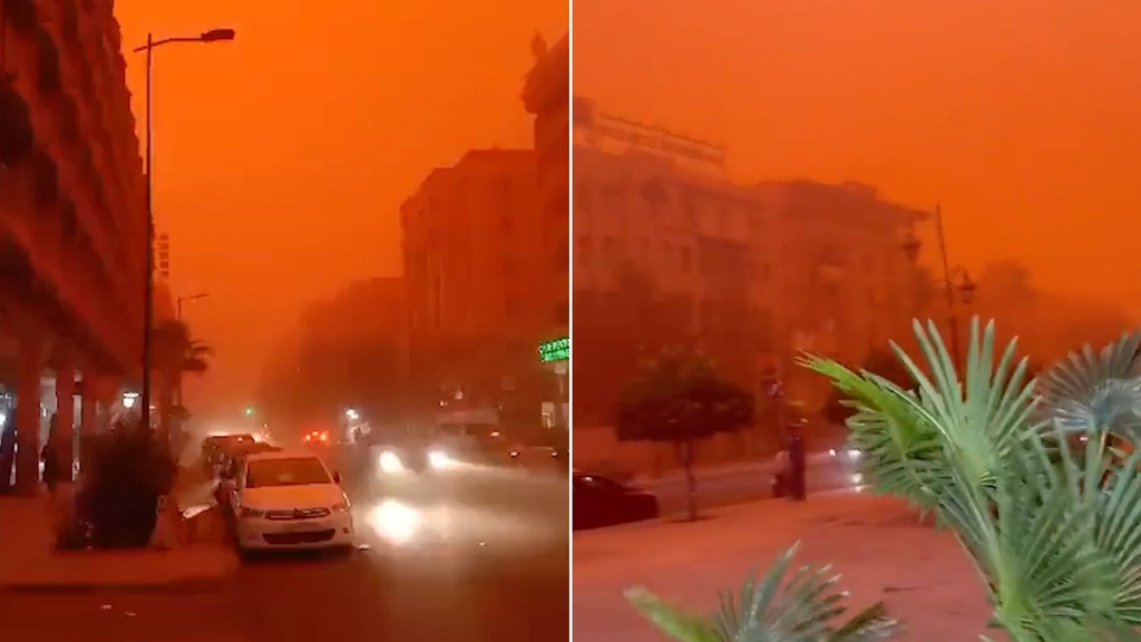 Marrakech, tempesta di sabbia colora di rosso la città | LA7