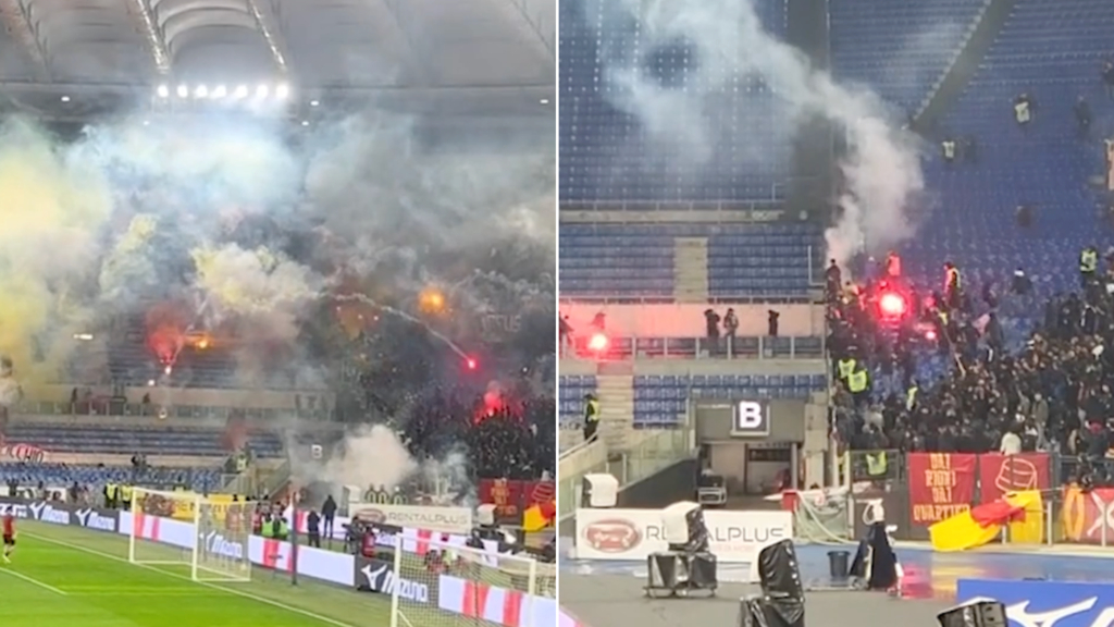 Lazio-Roma, scontri tra tifosi nello stadio: video | LA7