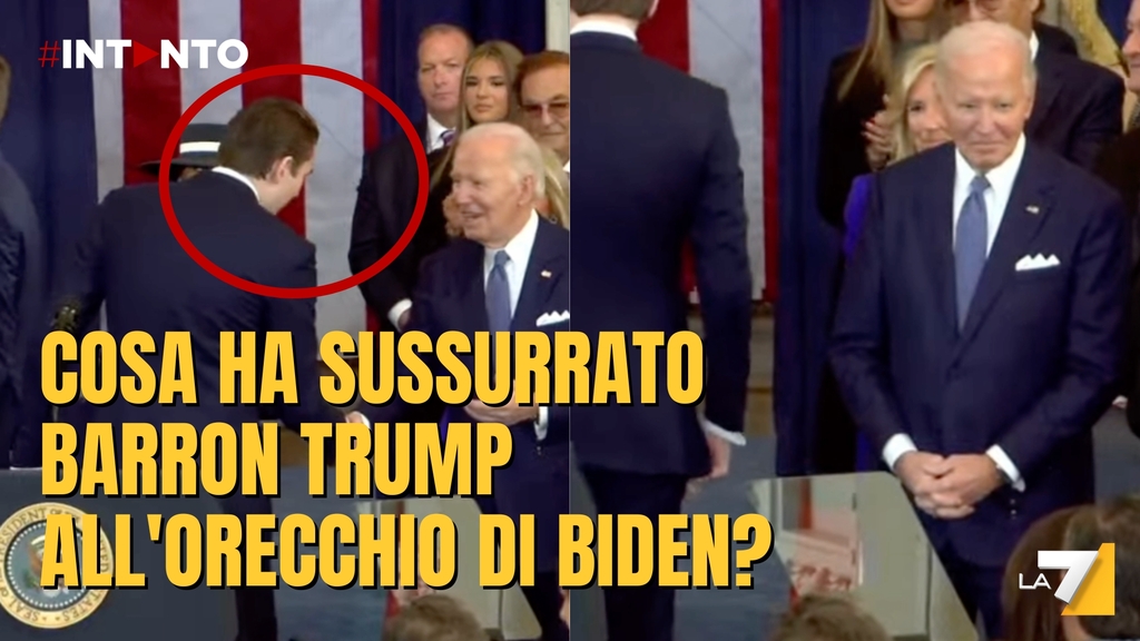 Cosa ha sussurrato Barron Trump all'orecchio di Biden? | LA7