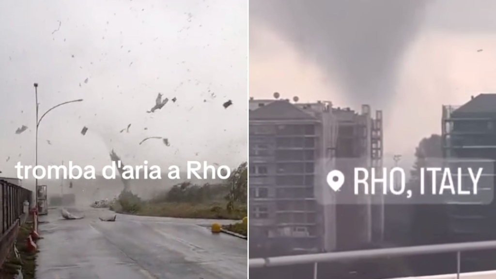 Tromba d'aria a Rho, tetti scoperchiati e alberi caduti: le immagini | LA7
